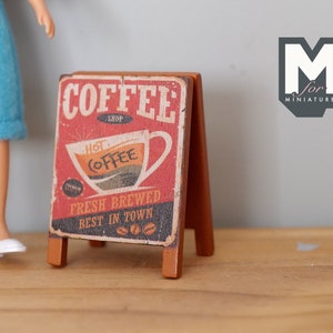 1:12 Dollhouse Miniature Cafe Folding Floor Sign Coffee Shop Floor Sign ...