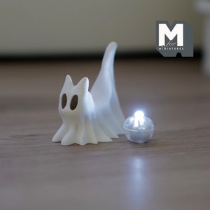 Dollhouse Miniature Draped Ghost Cat White With Mirco LED Light - Etsy