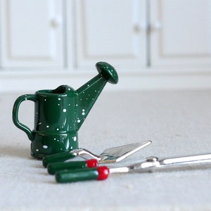 Dollhouse Miniature Garden Tools Watering Can, Trowel, and Clippers ...