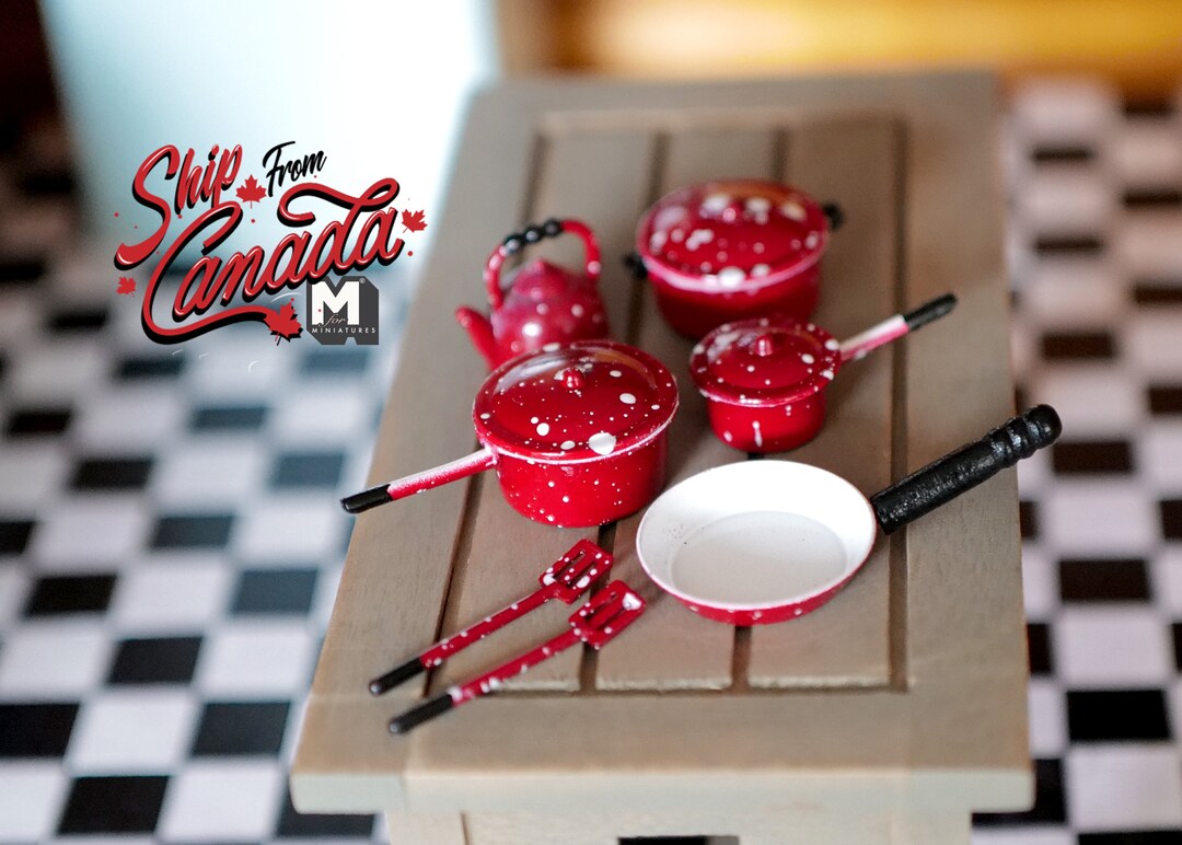 Miniature Style Cooking Pot Cookware Set Dolls House 7-piece 1 12 ...