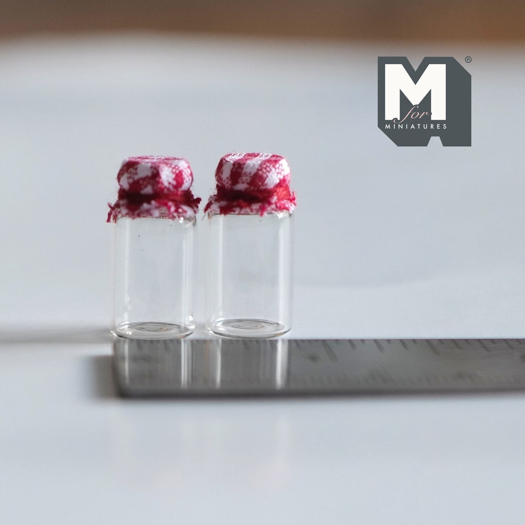 Miniature Glass Jars 1:12 Scale Dollhouse Supplies Clear Jars Set of 2 ...