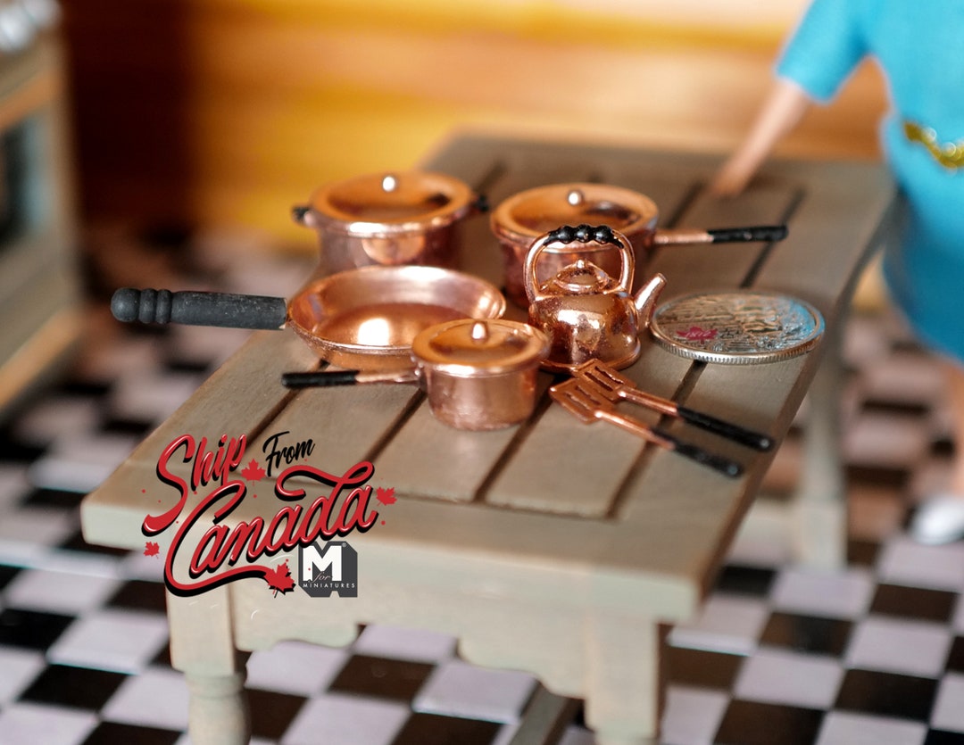 Miniature Style Cooking Pot Cookware Set Dolls House 7-piece 1 12 ...