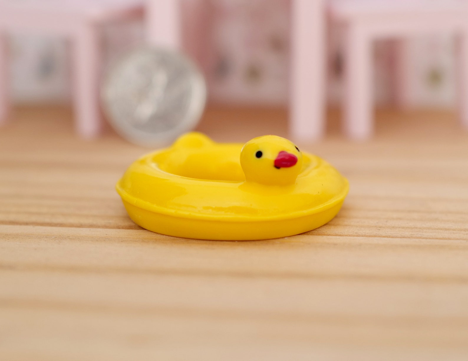 Dollhouse Miniature Pool Float, Swimming Inflatable, Yellow Duck Tube ...