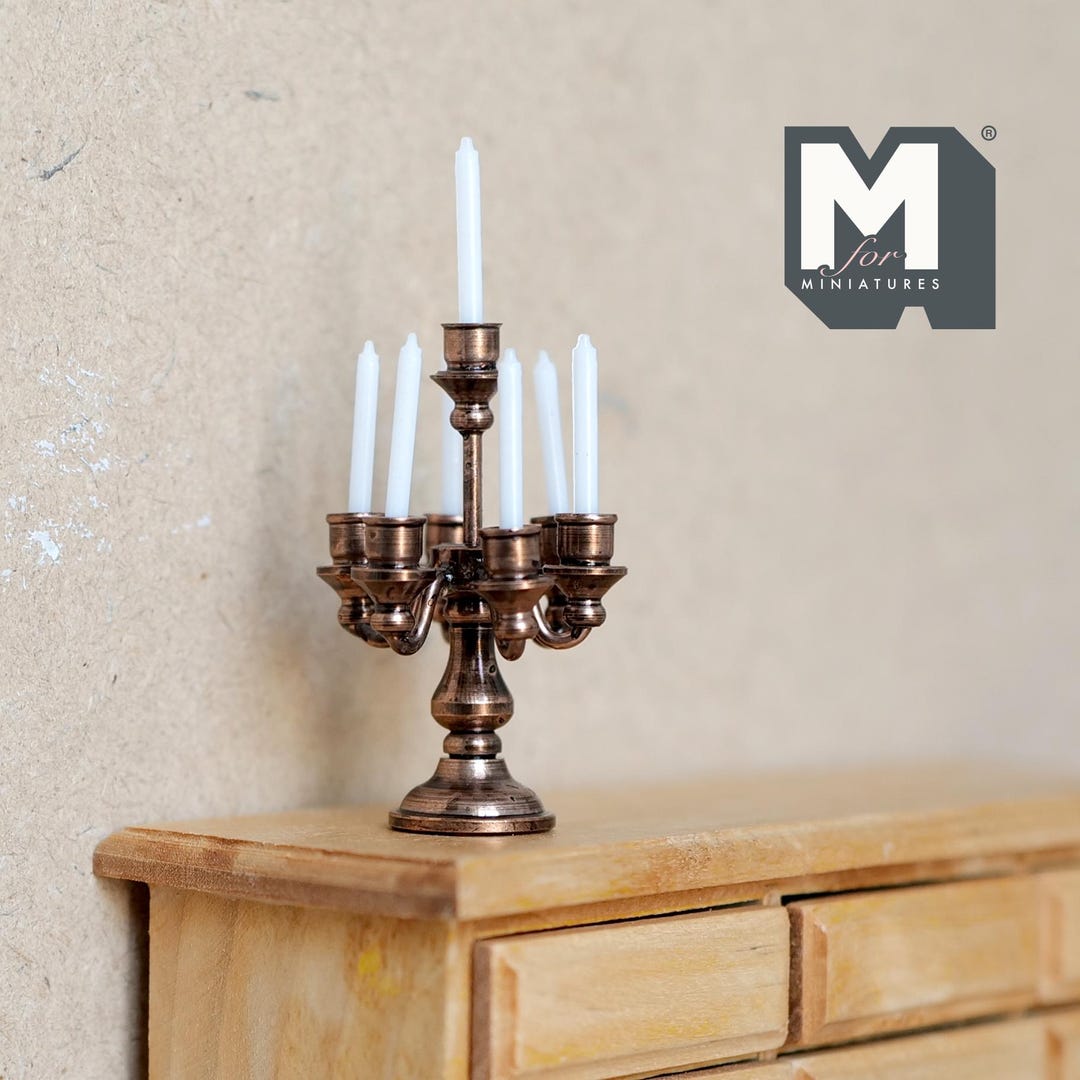 Miniature Candelabra 1:12 Scale Dollhouse Bronze Candle Holder 2-5/8 ...