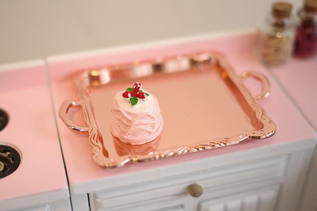 Miniature Silver Tray 1:12 Scale Dollhouse Supplies Hollow Ware Tray ...