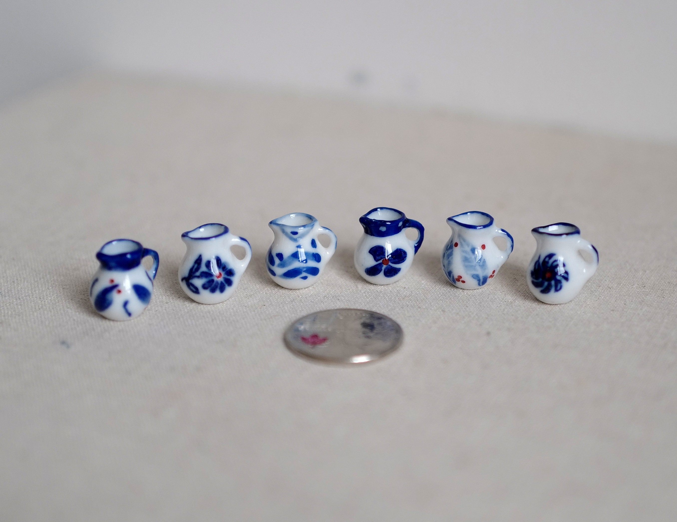 1:12 Miniature Small Ceramic Jug Set of 6 B073 - Etsy