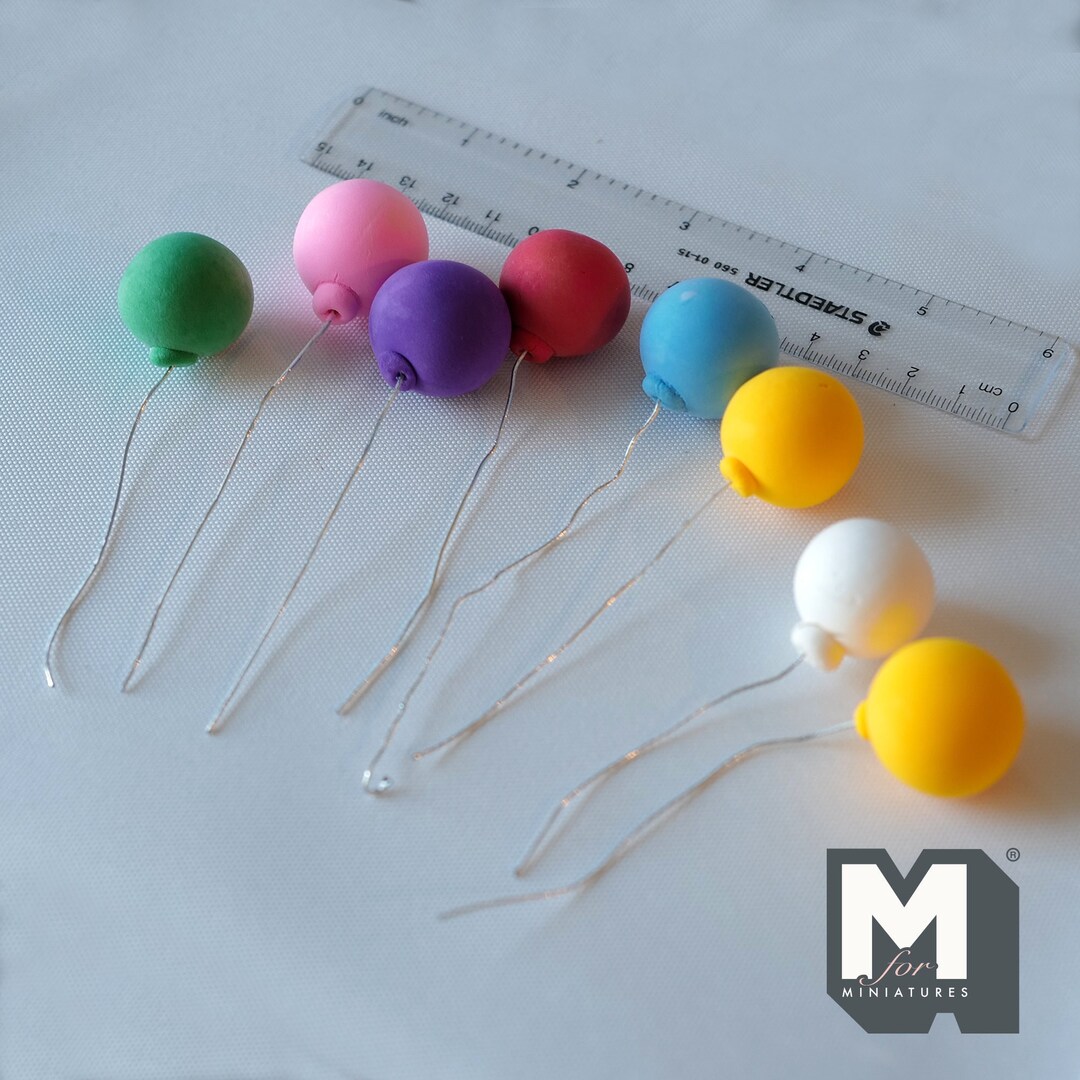 Dollhouse Miniature Balloons 1:12 Scale Large Size Rainbow Balloons Set ...