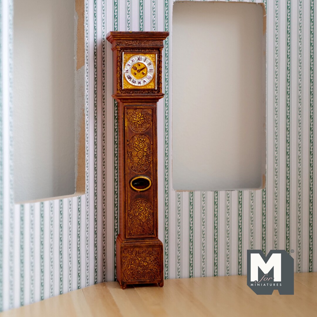 1:12 Dollhouse Miniature Tall Case Clock Grandfather Clock Floor Clock ...