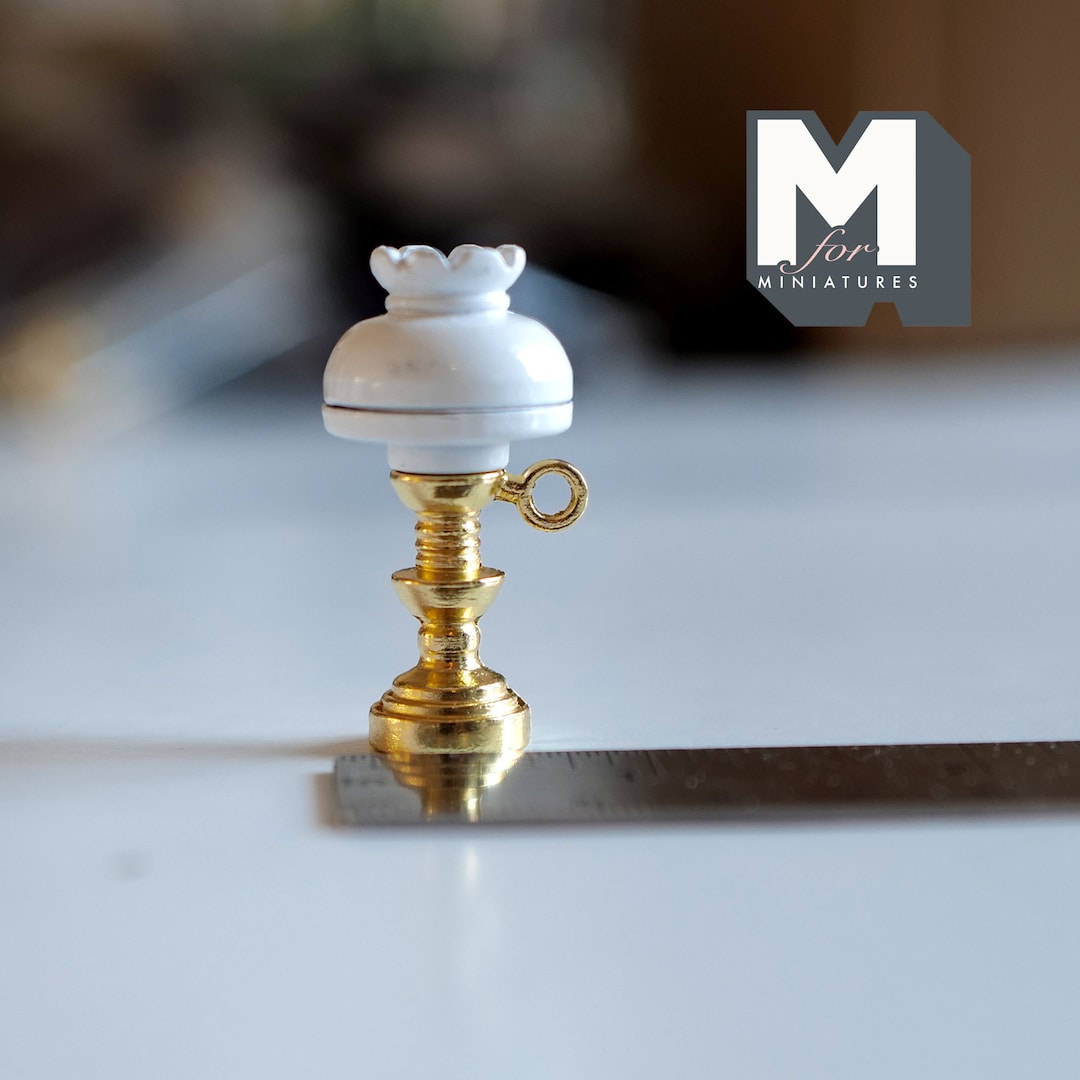1:12 Scale Miniature Gas Lamp Dollhouse Metal Desk Lamp, Lighting ...