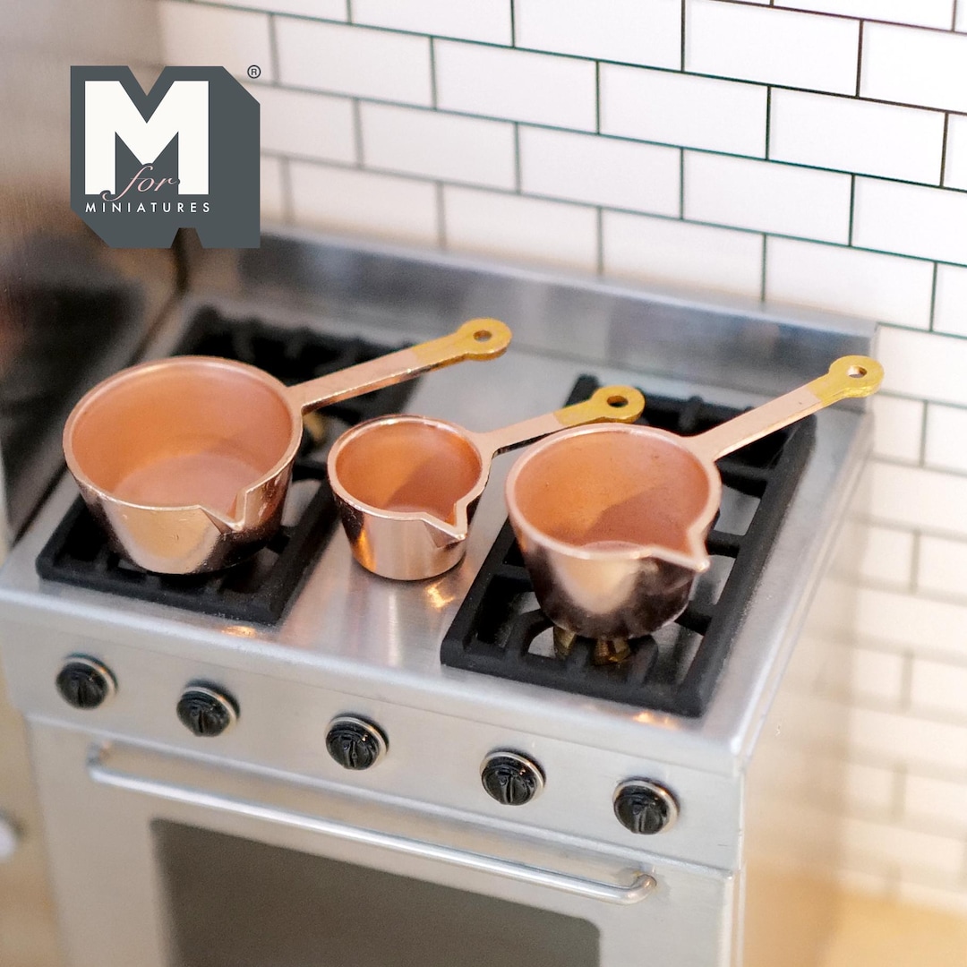 Miniature Cooking Pots 3-piece 1:12 Scale Dollhouse Kitchenware ...