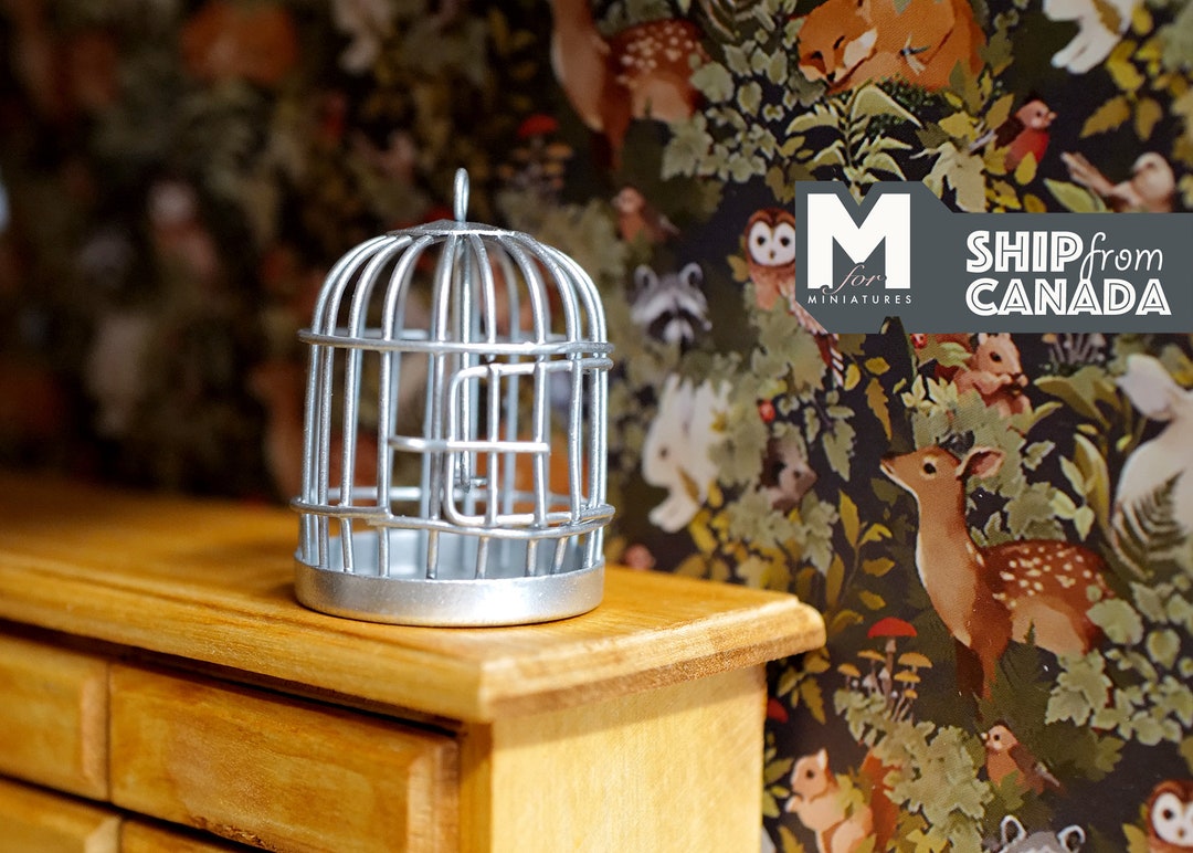 Dollhouse Miniature 1:12 Sliver Bird Cage, Doll House Miniature ...