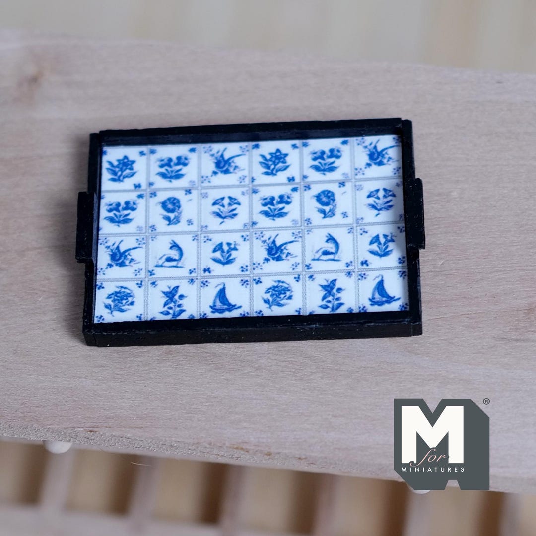 Miniature Wooden Delft Tile Tray Tray in 1 Inch Scale Stained 1:12 ...
