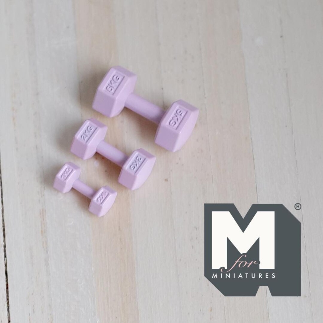 Miniature Hexagon Hand Weights 1:12 Scale Dollhouse Supplies Dumbbells ...