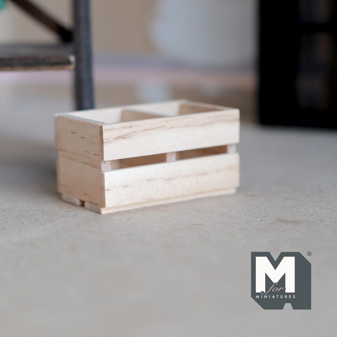 Miniature Wood Crate 1:12 Scale 6 Slate Crate Unfinished 1-13/16 Inch ...