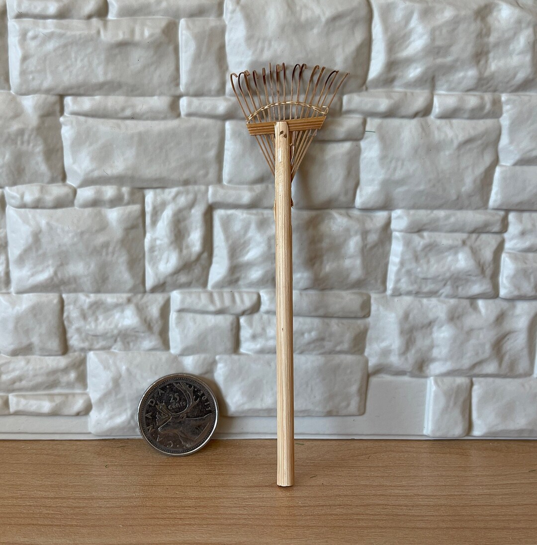 Dollhouse Leaf Rake , Garden Rake , Miniature Leaf Broom , Lawn Sweeper ...