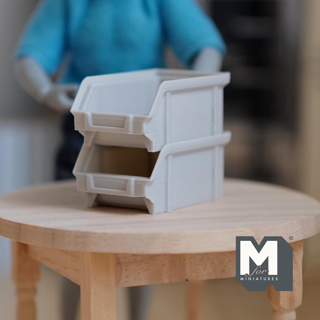 Miniature Stackable Bins Set of 2 Stacking Bins Containers Modular ...