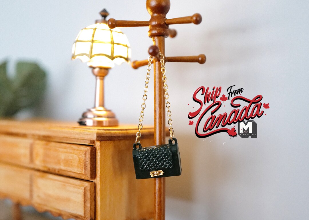 Miniature Purse With Shoulder Strap 1:12 Scale Dollhouse Handbag With ...