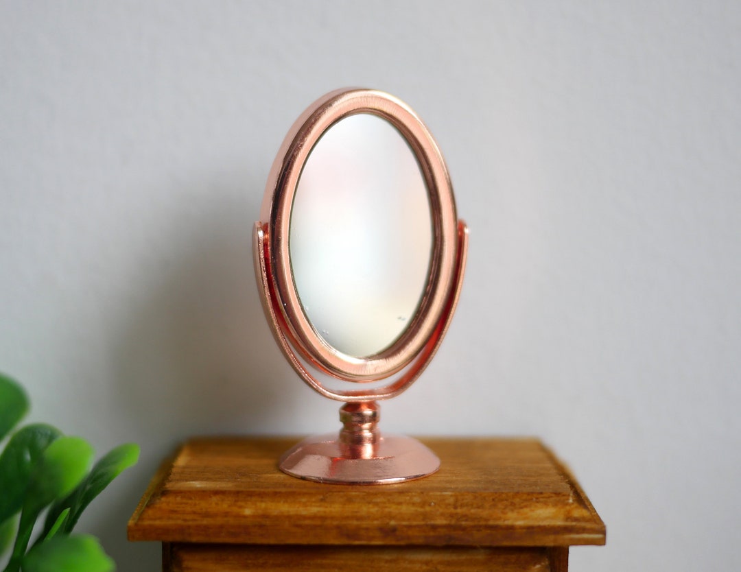 Dollhouse Vanity Oval Mirror Miniature 1:12 Scale Bedroom Turnable ...