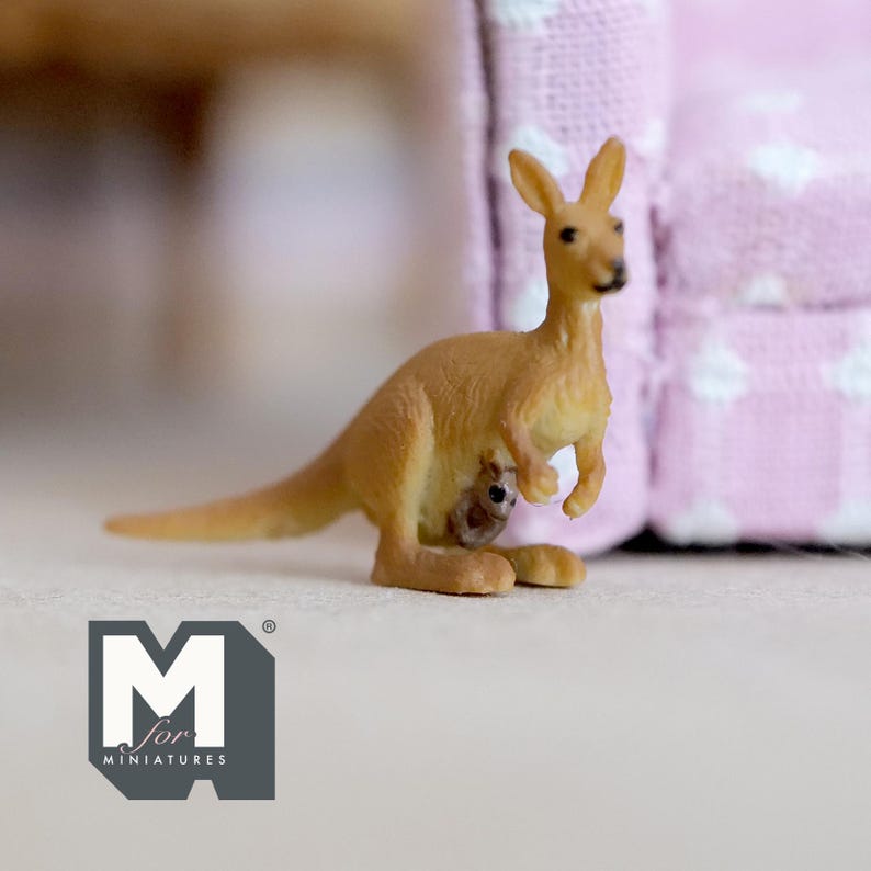 Miniature Kangaroo and Baby Joey 1:12 Scale Miniature Animal Baby ...