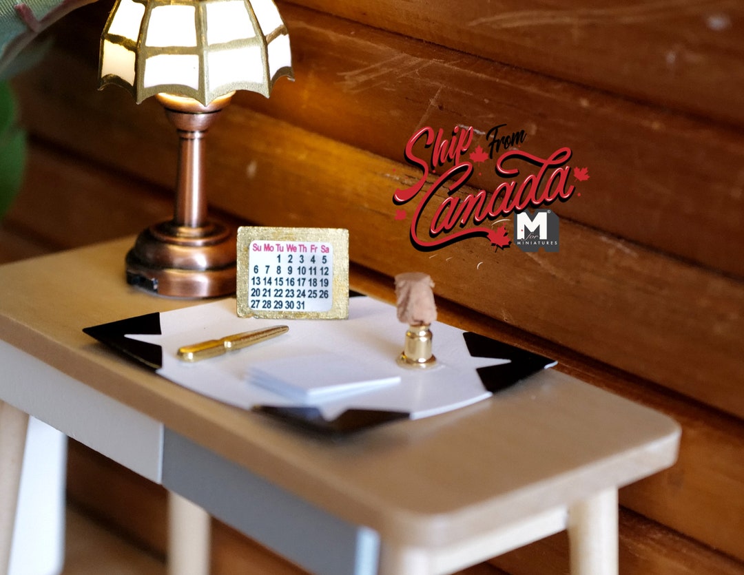 Miniature Work Desk Calendar Set With Pen, Note Pad, Calendar, Wax ...