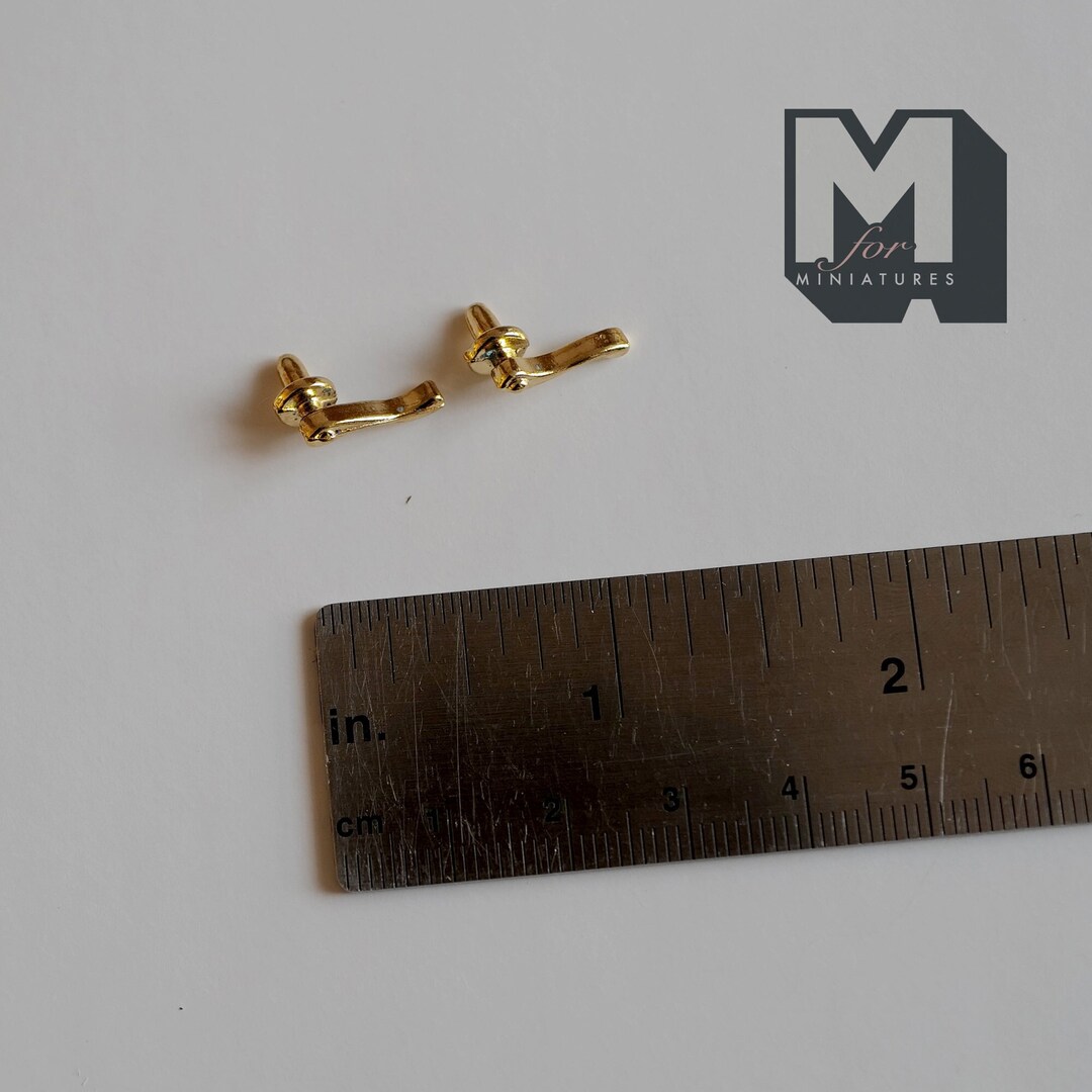 Dollhouse Door Handles 1:12 Scale Miniature Door Levers Set of 2 (gold ...