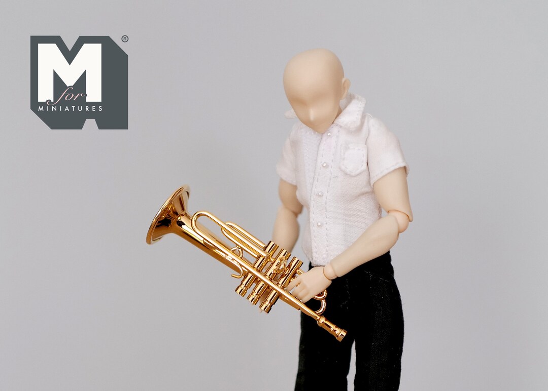 1:12 Dollhouse Miniature Brass Trumpet Miniature, Brass Musical ...
