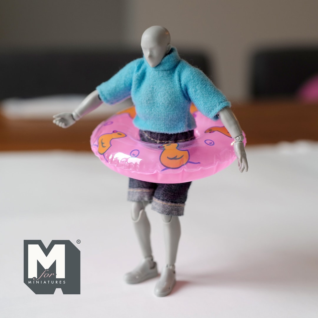 Miniature Round Pool Float 1:12 Scale Dollhouse Swimming Pool Tube ...