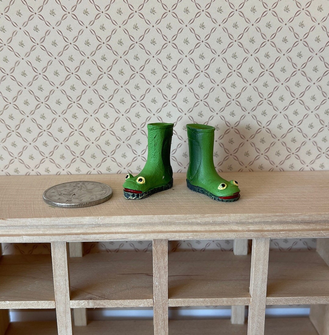 1:12 Miniature Rubber Boots , Rain Boots , Frog's Face Rain Boots ...