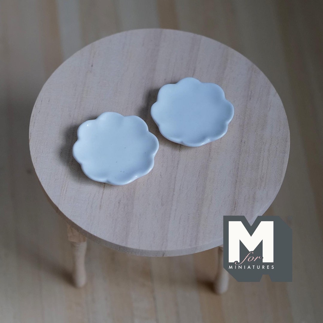 Miniature Ceramic Plates 1:12 Scale Dollhouse Tableware Set of 2 , 1-1/ ...