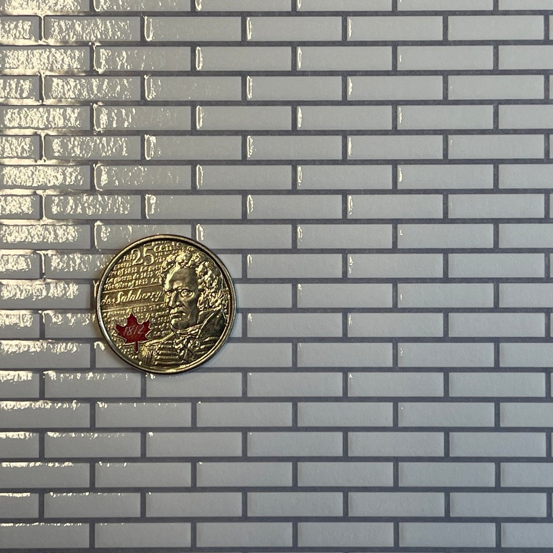 Embossed Glossy Dollhouse Wallpaper Subway Tile , Metro Tile With Gray ...