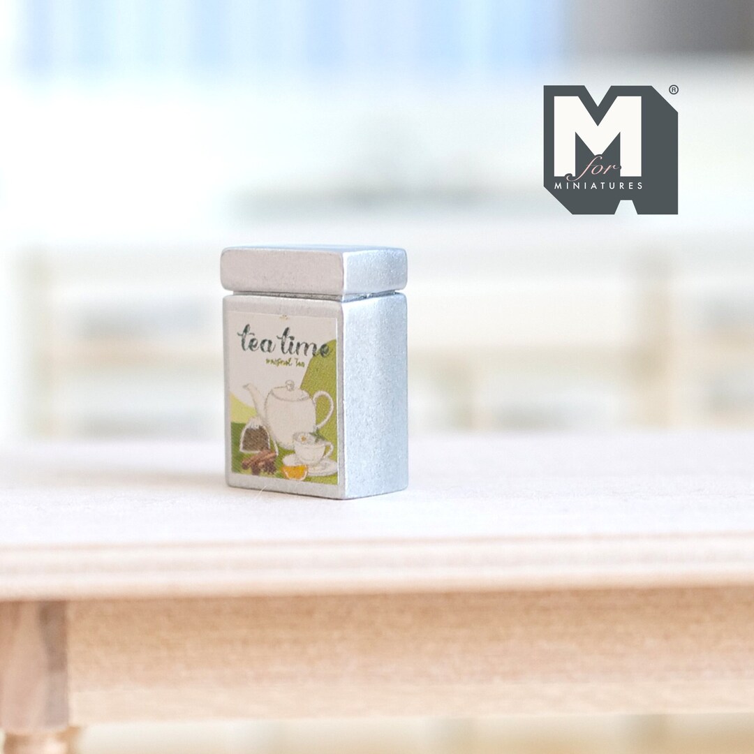 Dollhouse Miniature Tea Tin 1:12 Scale Metal Tea Box Tea Canister Tea ...