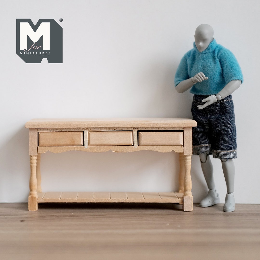 Dollhouse Sideboard 1:12 Scale Miniature Unfinished Unpainted Wooden ...