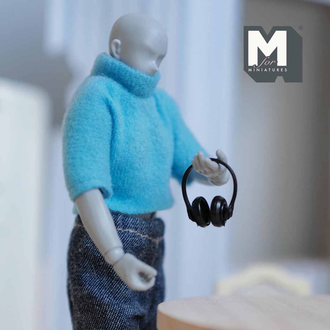 Miniature Headphone 1:12 Scale Dollhouse Headset Over Ear Headphone ...