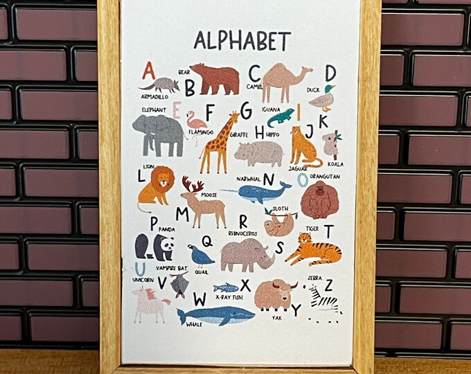 1:12 Miniature Alphabet With Animals Picture and Frame F050 - Etsy