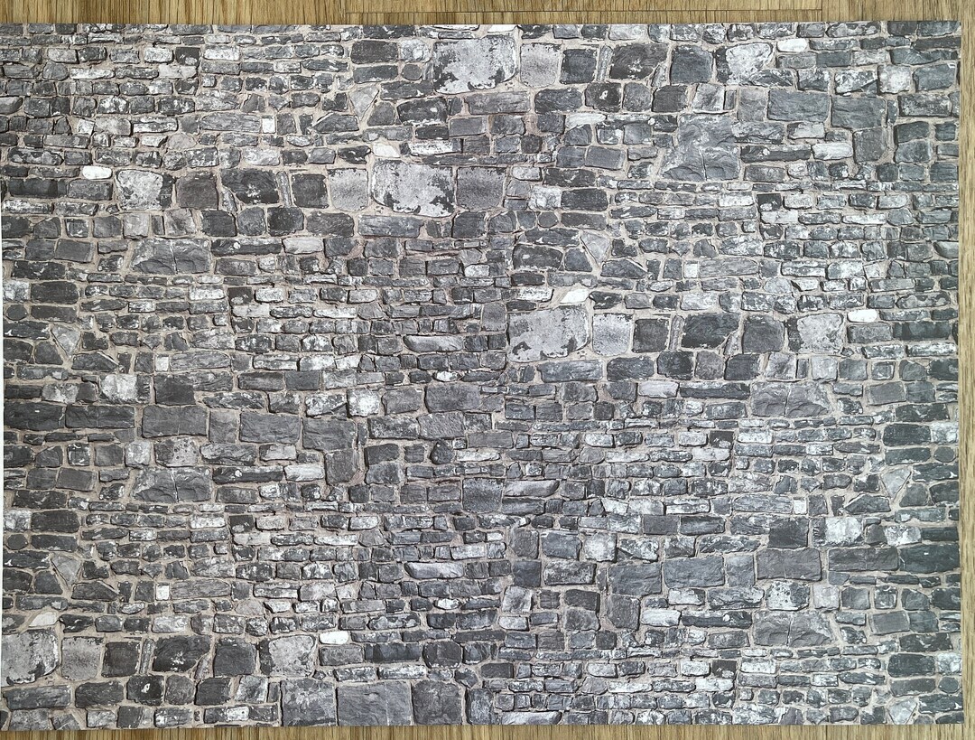 Embossed Dollhouse Stone Wall Sheet Gray Stonewall , Limestone Wall ...