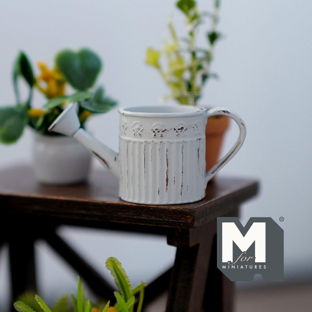 Miniature Rustic Watering Pot 1:12 Scale Metal Flower Water Pot 13/16 ...