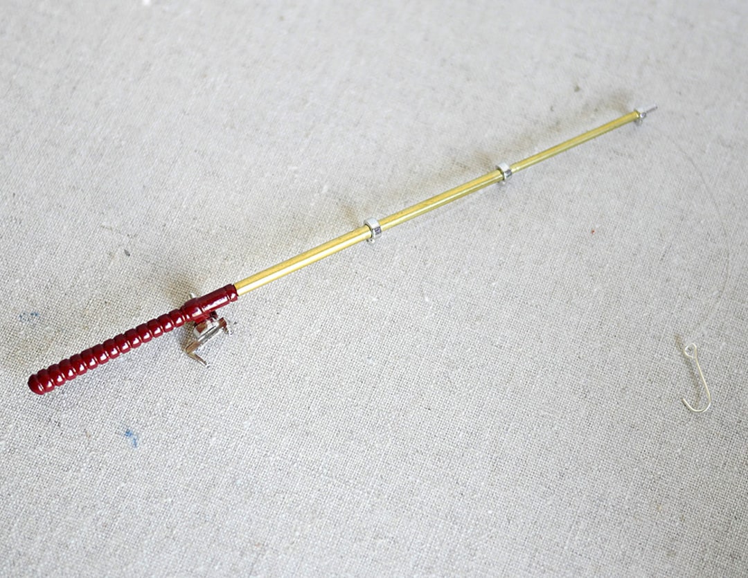 Dollhouse Miniature Fishing Pole 1:12 Scale Fishing Rod (metal) - E074 ...
