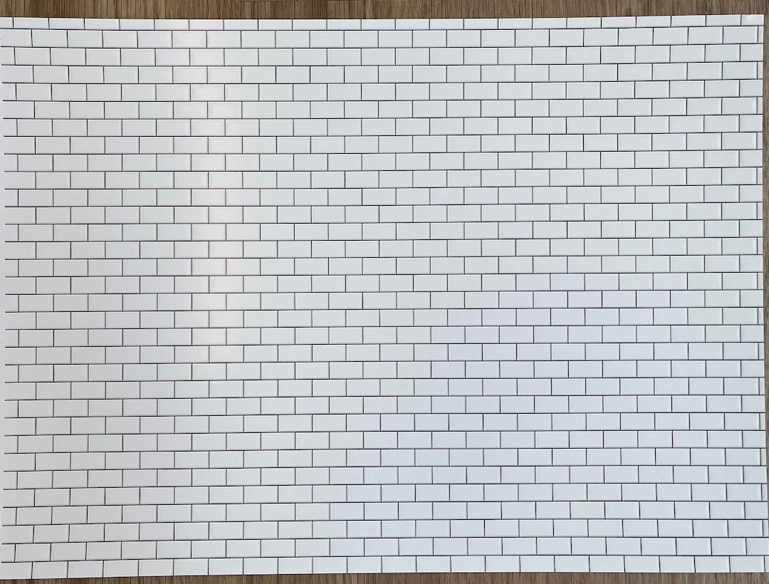 Embossed Dollhouse Wallpaper Subway Tile , Metro Tile With Dark Grout ...