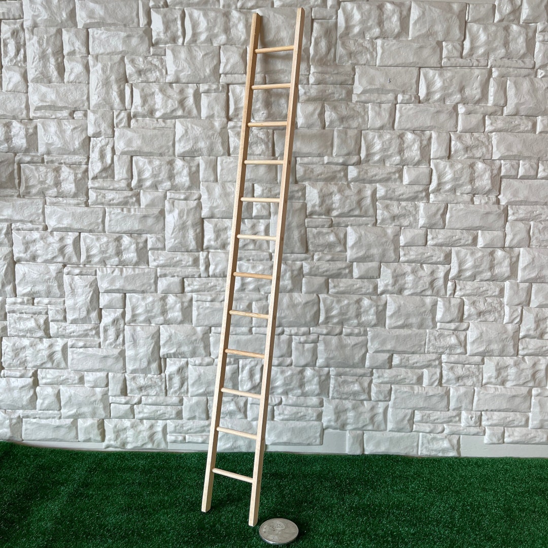 Dollhouse Wooden Ladders , 1:12 Miniature Tall Ladders , Dollhouse Roof ...