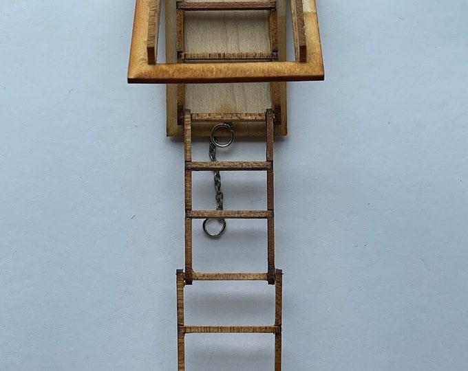 DIY Dollhouse Half Inch Sacle 1/2" Scale Wooden Folding Ladder Attic ...