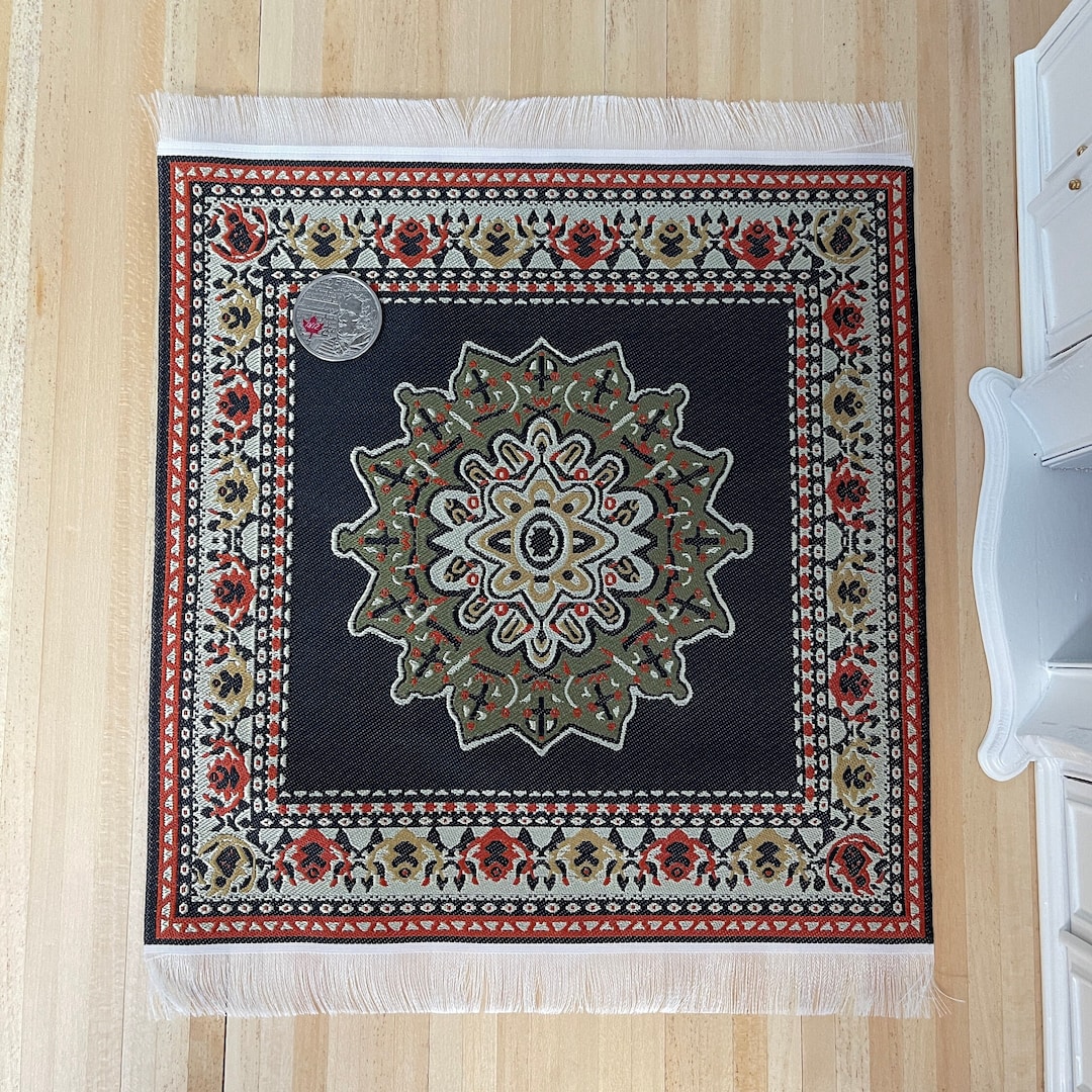 1:12 Miniature Square Rug , Dollhouse Square Carpet Living Room , 20cm ...