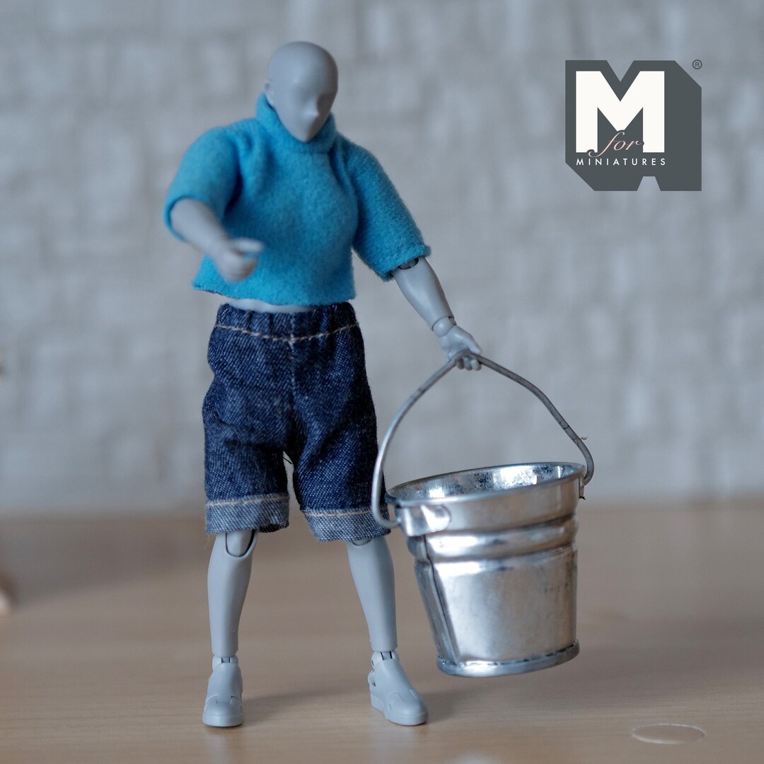 Dollhouse Miniature Large Size Metal Water Bucket With Handle - E072 - Etsy