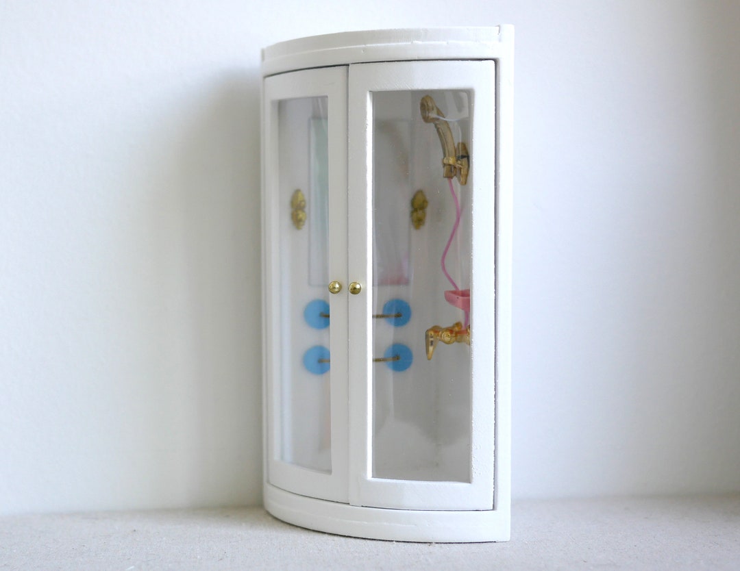 1:12 Scale Dollhouse Miniature Shower Stall White, Miniature Bathroom ...