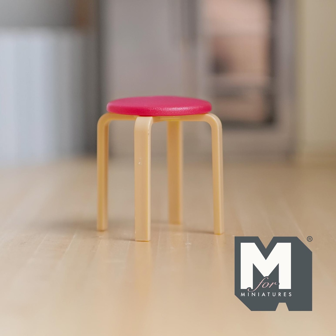 Miniature Round Stool 1:12 Scale Dollhouse Furniture 1-9/16 Inch Tall ...