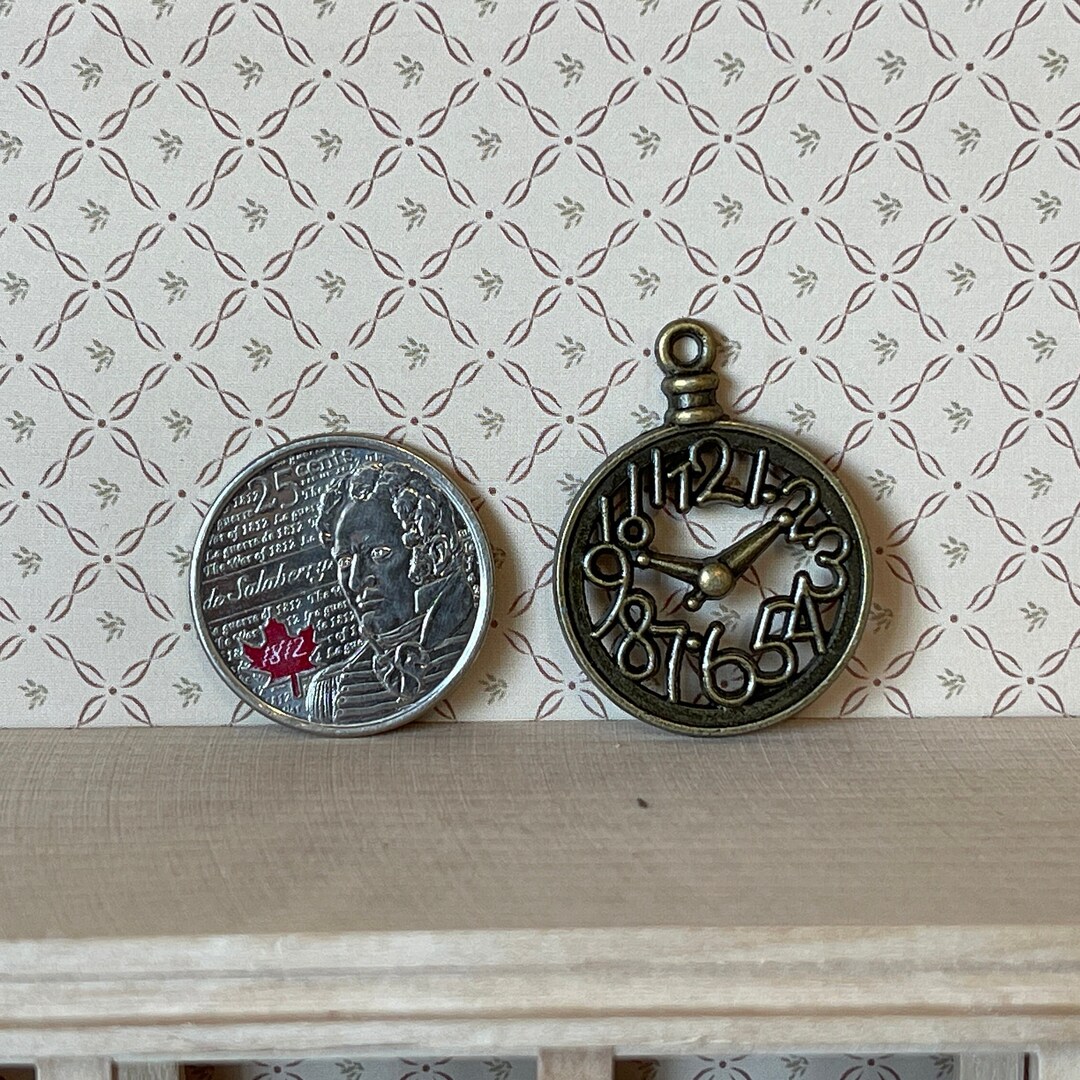 1:12 Scale Miniature Metal Clock Face , Dollhouse Supplies Wall Clock ...