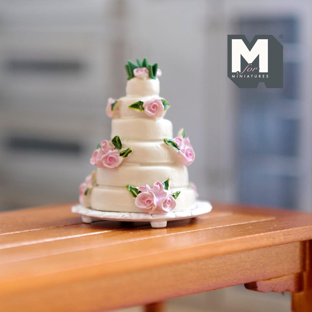 Miniature Wedding Cake 1:12 Scale Dollhouse Stacked Cake Layered Cake ...