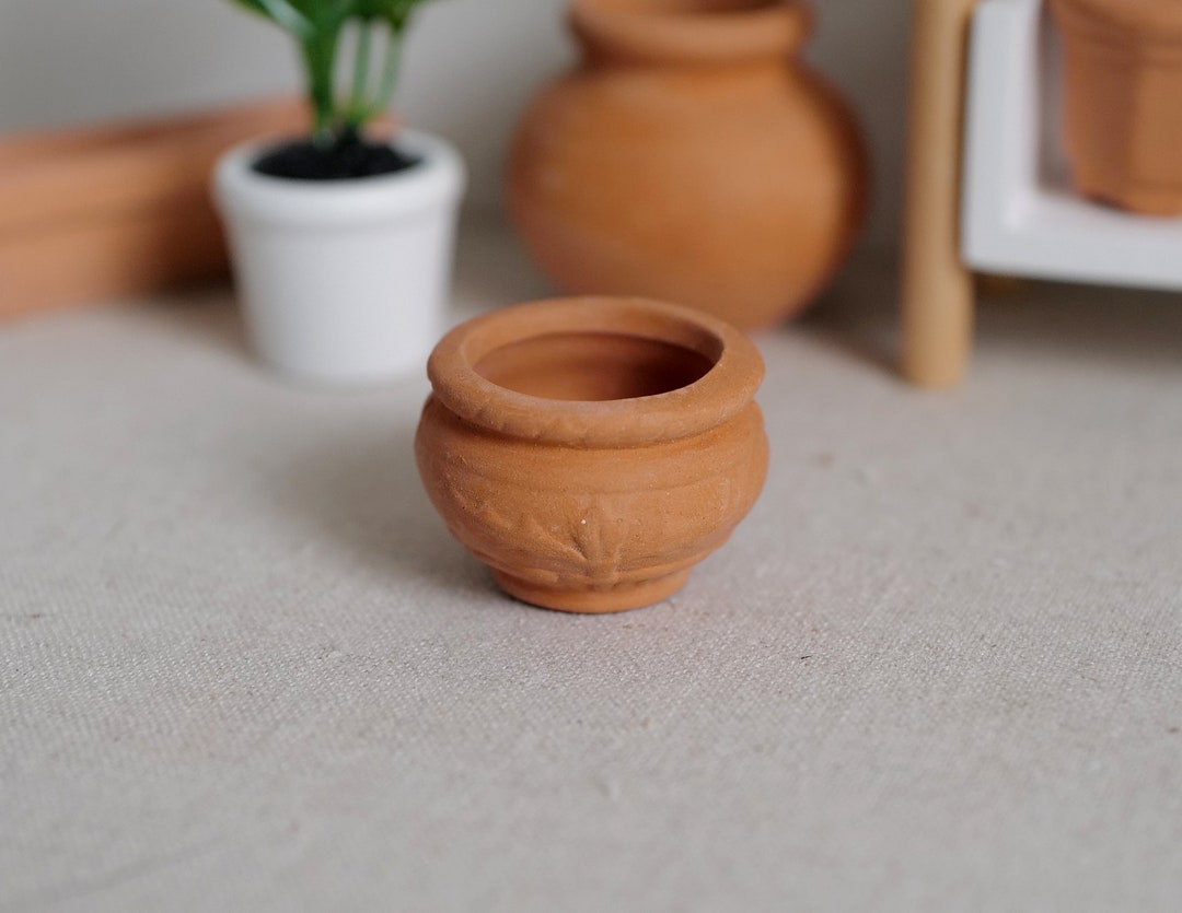 1:12 Dollhouse Supplies Miniature Clay Pottery Planter, Clay Flower Pot ...