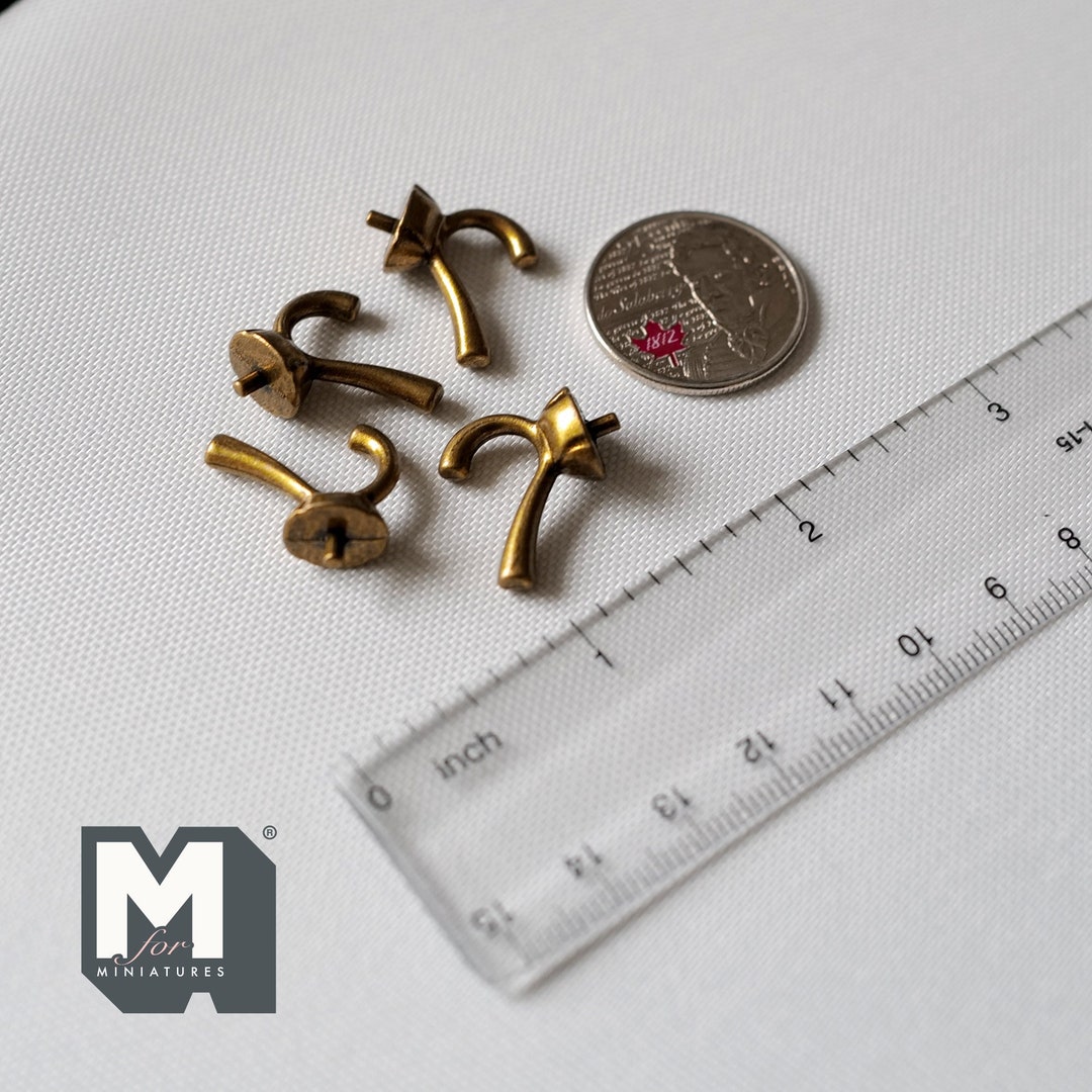 Large Size Miniature Wall Hooks Set of 4 , Dollhouse Hat and Coat Hook ...