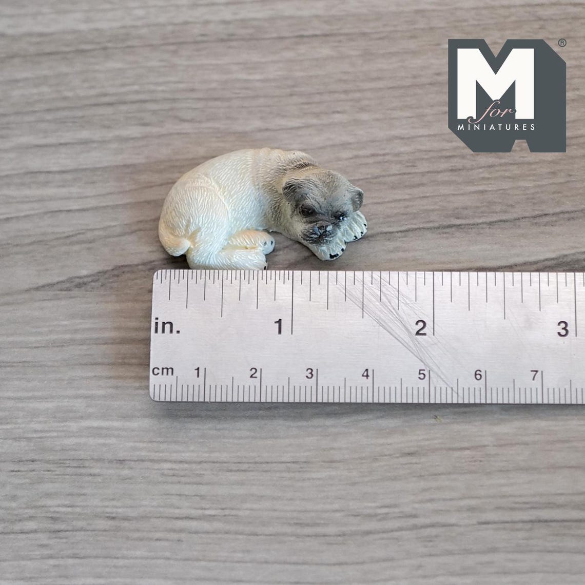 Miniature Sleeping Pug 1:12 Scale Diorama Dog 1-7/16 Inch Long (cast ...