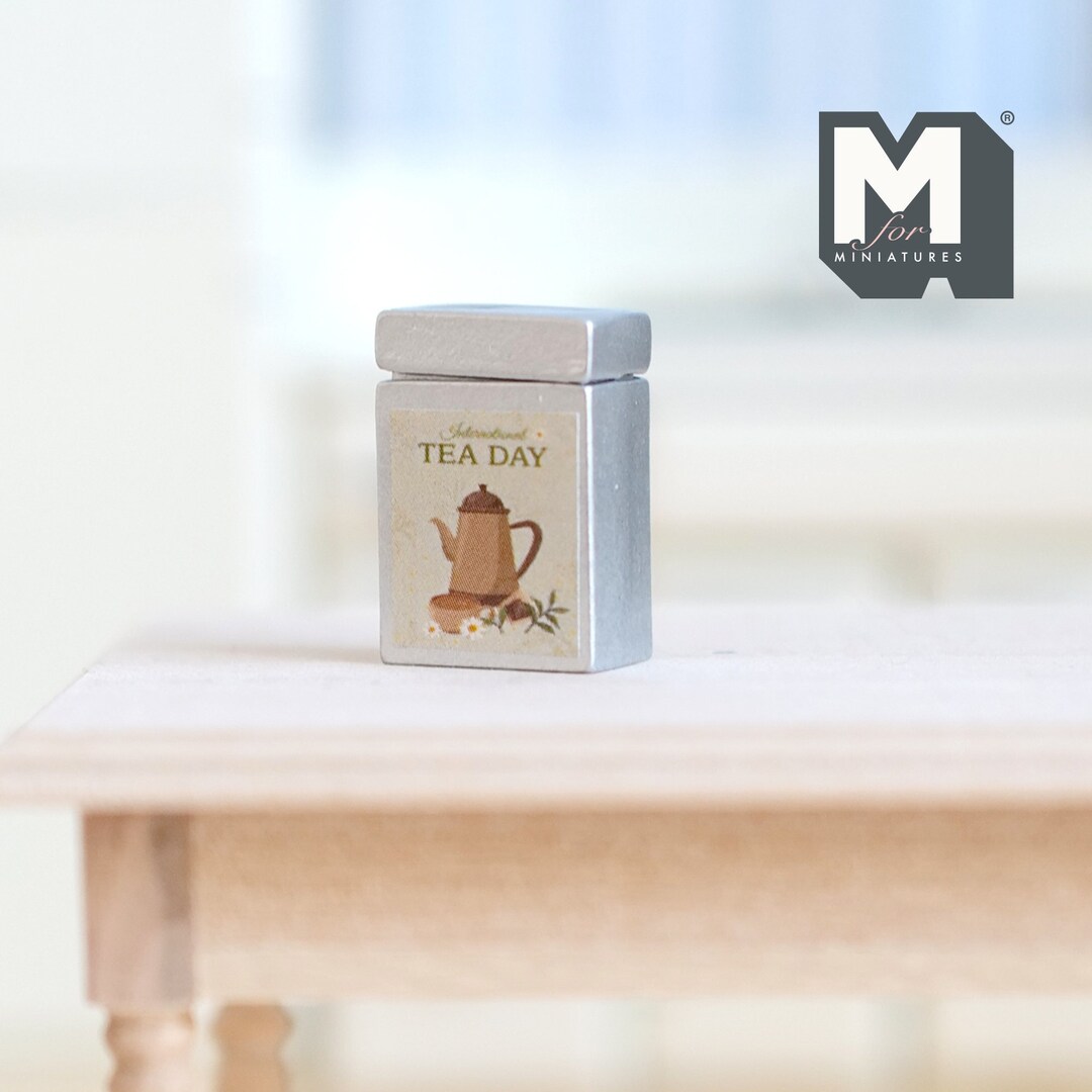 Dollhouse Miniature Tea Tin 1:12 Scale Metal Tea Box Tea Canister Tea ...